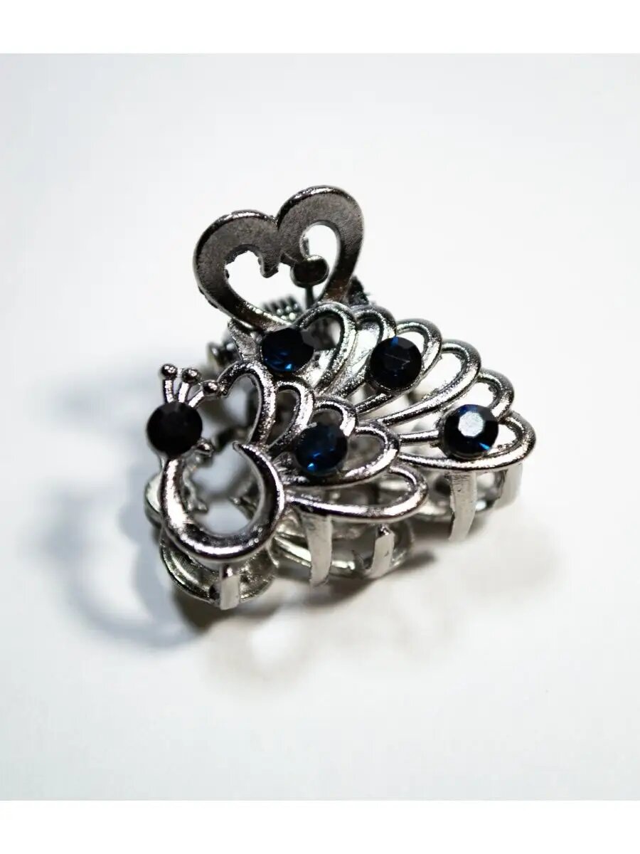 Краб для волос Сималенд "Синий Туман", металл/пластик, 2x2,5см, серебристый