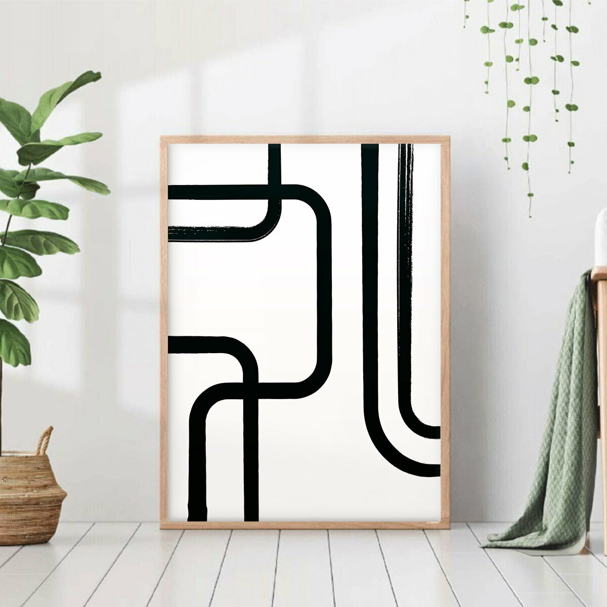 Постер "Черные Линии полосы" без рамы 40x50 см на стену для интерьера