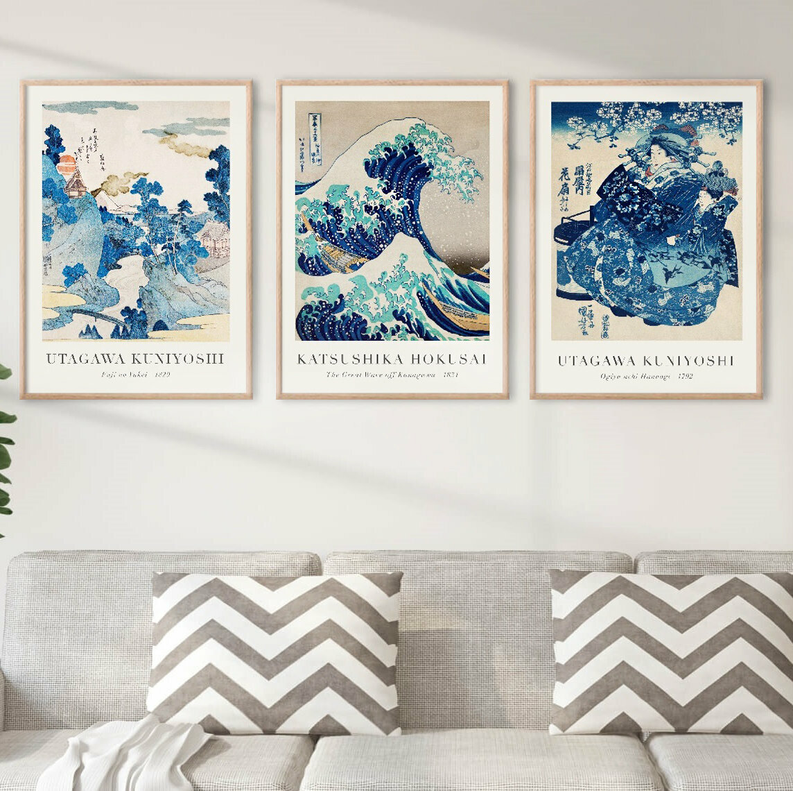 Постер 3 шт 40x50 без рамки "Иллюстрации в японском стиле, живопись, репродукция" набор картин для интерьера