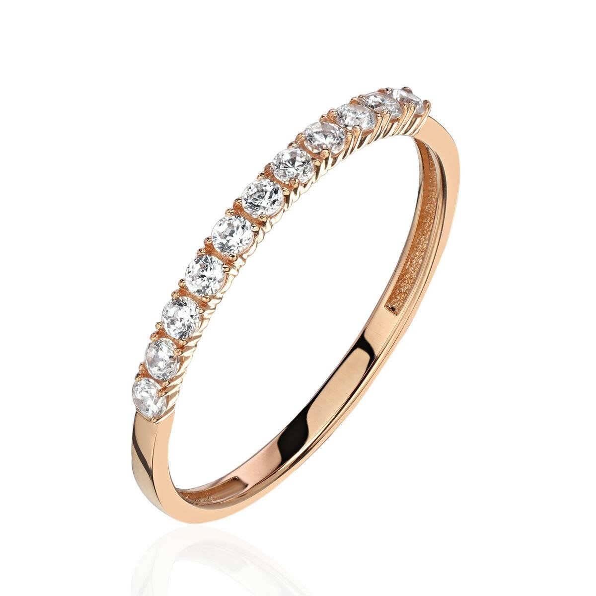 Кольцо, красное золото, 375 проба, фианит