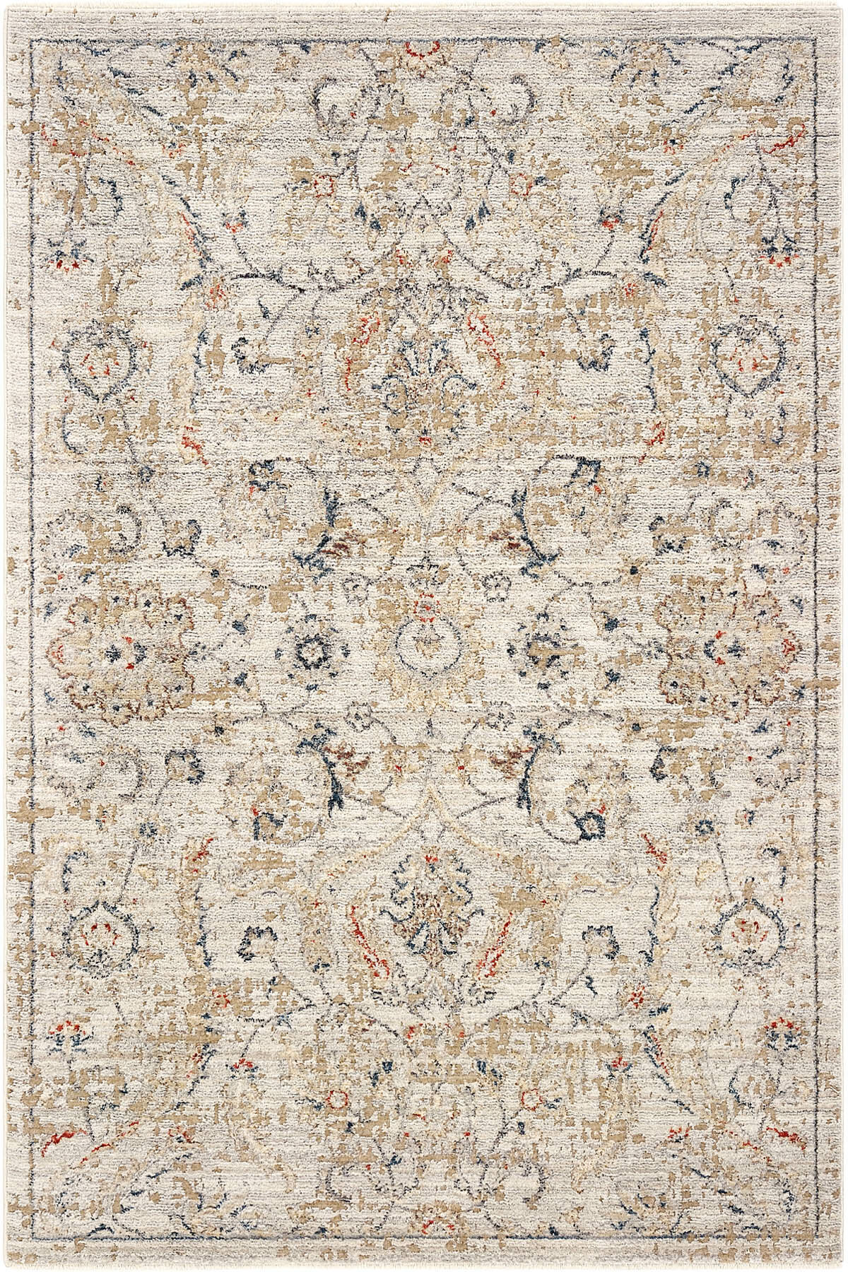 Ковер Cool Hali Hanedan 0017 винтажный 120x180 см Песчаная симфония (бежевый, бордовый, синий) с классическим узором