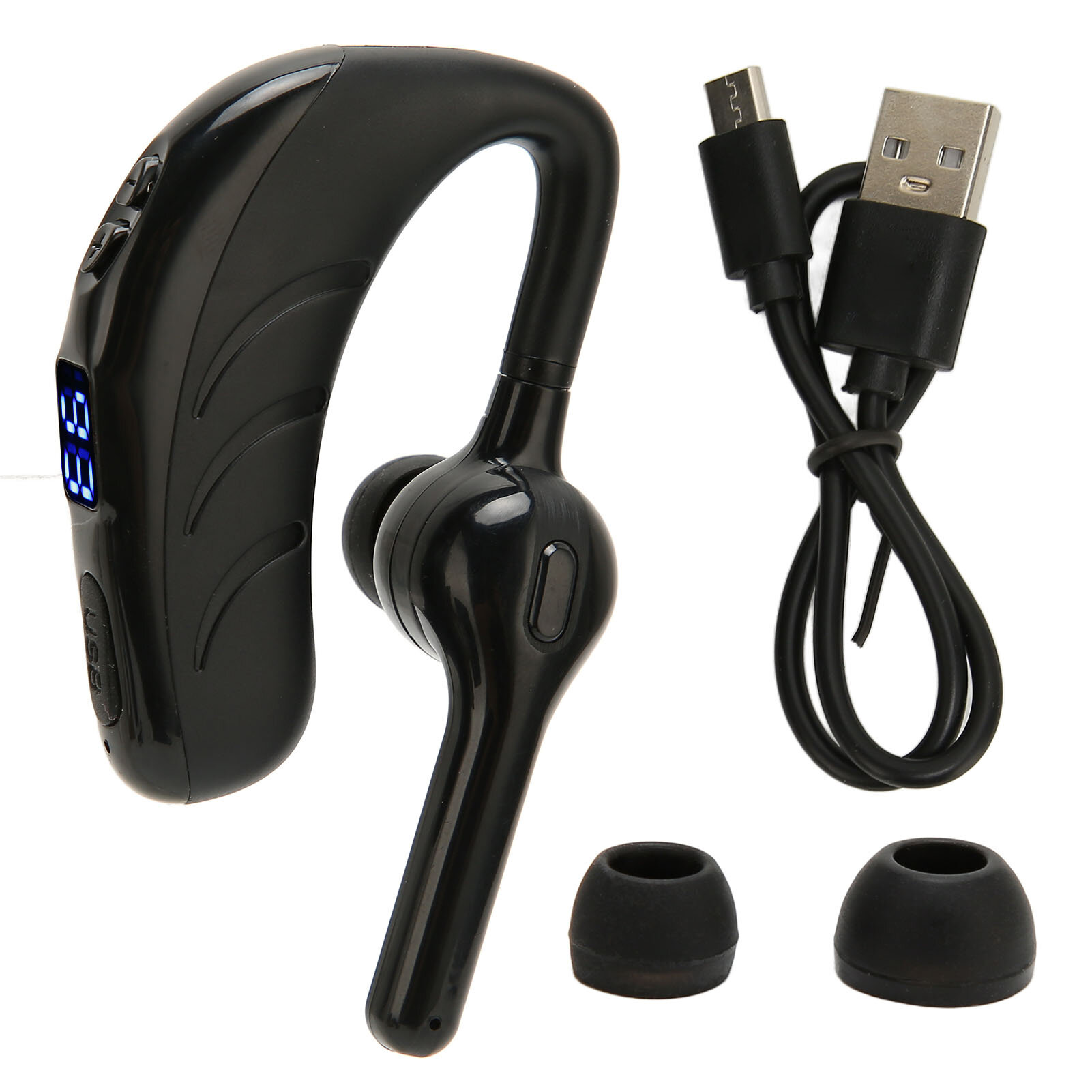 Bluetooth-гарнитура Hands-Free с одним наушником, шумоподавлением и индикатором заряда батареи для использования в спорте, черная