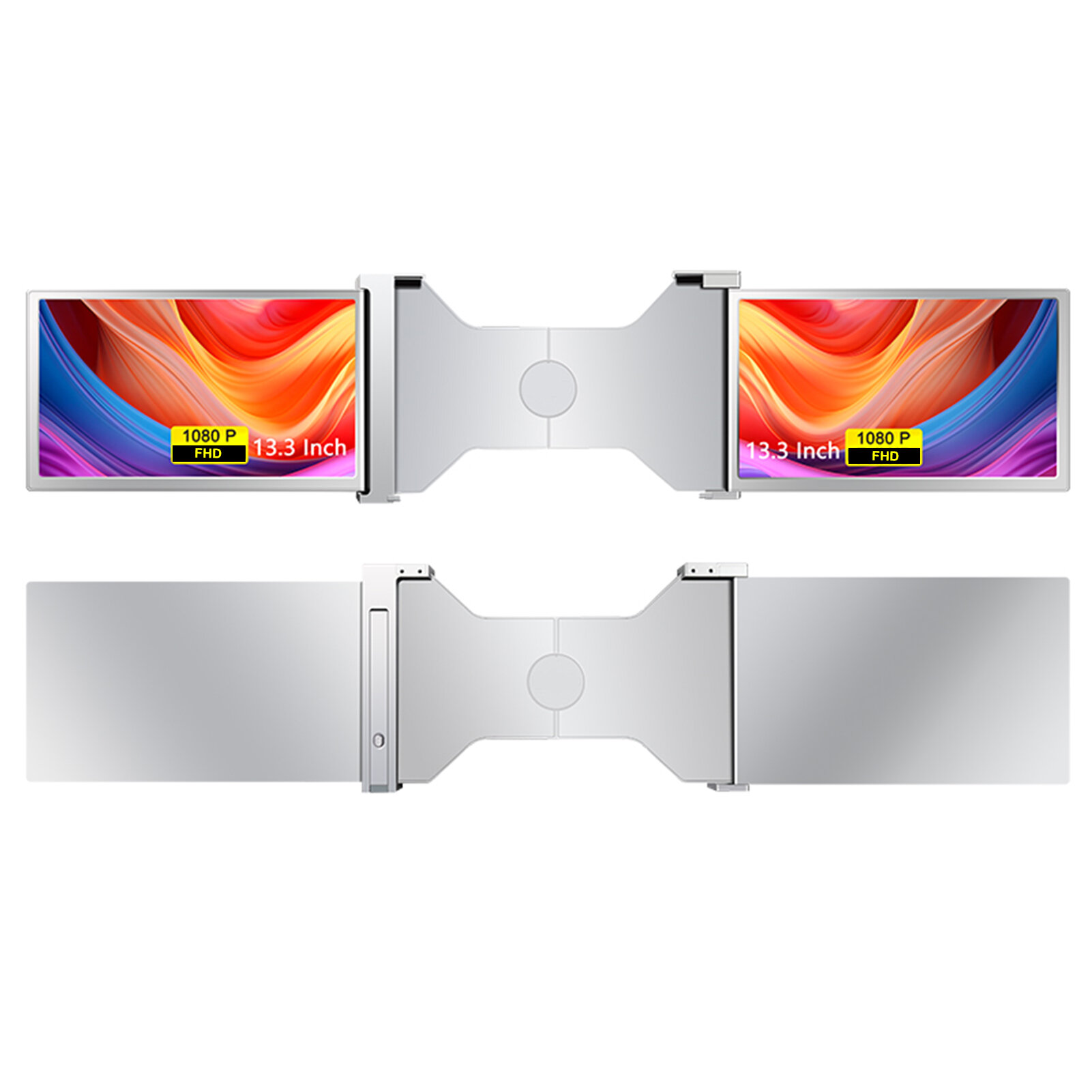13.3" Дополнительный монитор для ноутбука 1080P FHD Портативный тройной монитор для ноутбука Складной монитор с гибким подставкой Сумка для ношения Серый 1920*1080 16:9 IPS 800:1 8ms Алюминиевый сплав 15W 35.6*21.3*2.53cm 1400g