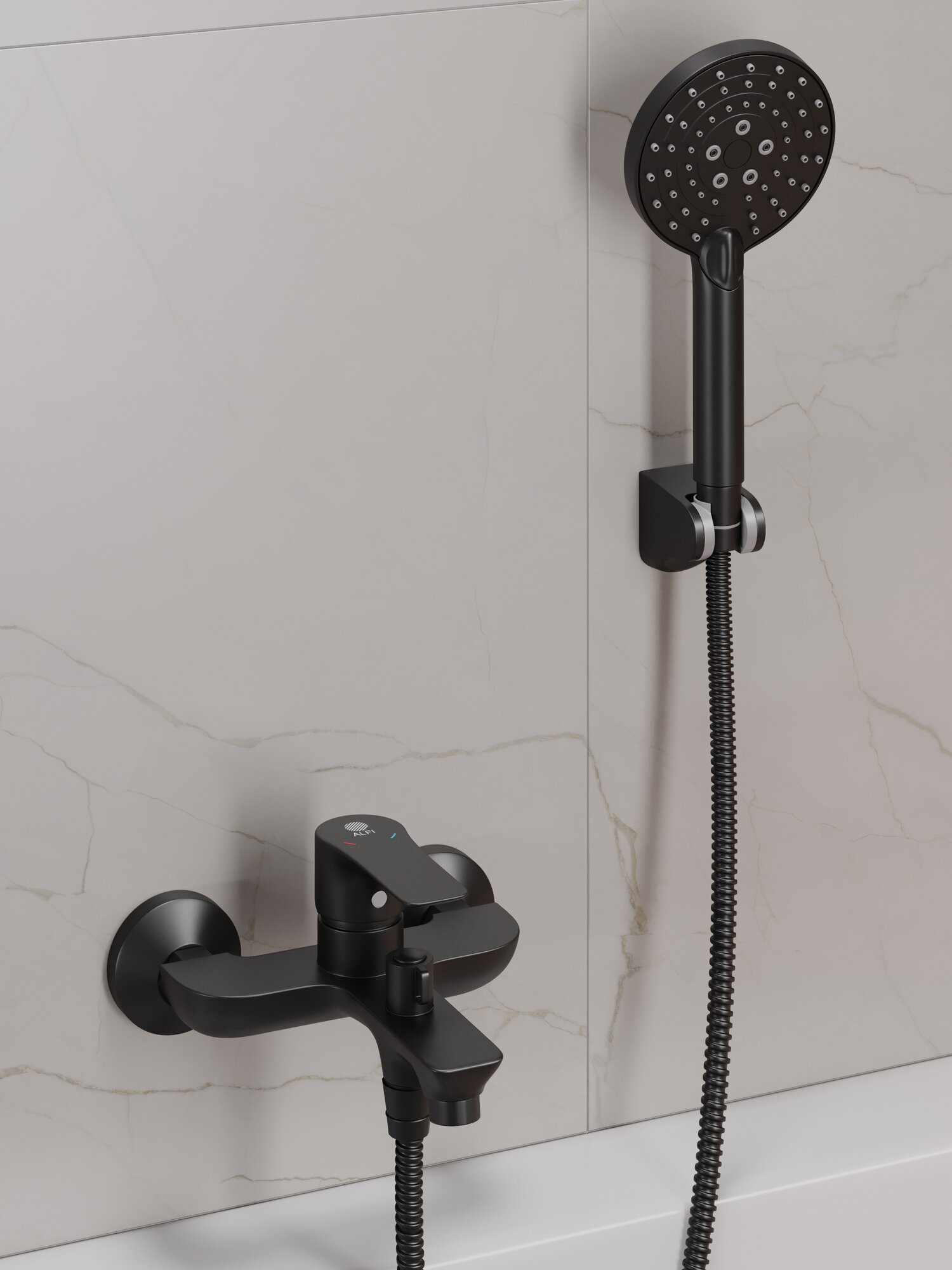 Смеситель для ванны/душа Orange Aristo M19-300b однорычажный с душевым набором, черный