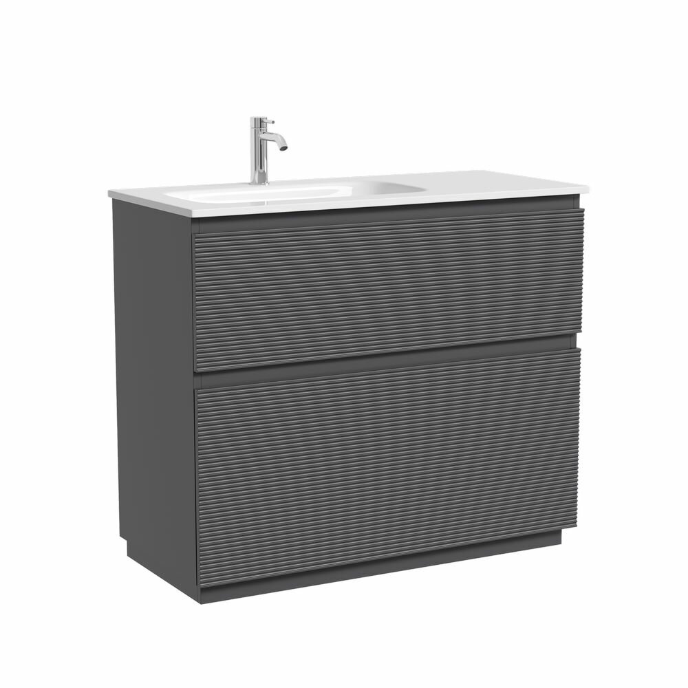 Тумба под раковину в ванную Sancos Folk Floor левая 995х445х850 мм, напольная с двумя ящиками, Grey soft