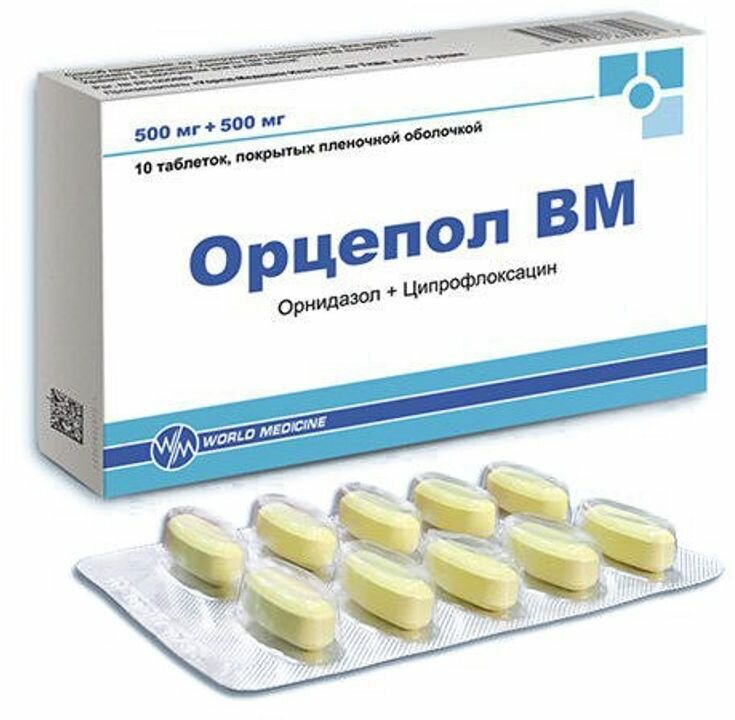 Орцепол ВМ, таблетки покрыт. плен. об. 500 мг+500 мг, 10 шт.