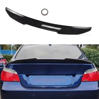 Задний спойлер в стиле PSM, комплект кузова для BMW 5 серии E60 520i 520d 530i 530d 535i M5 2003-2010, глянцевый черный/карбоновый вид
