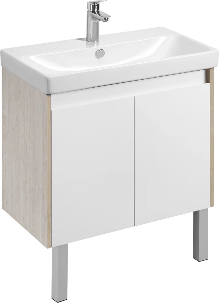 Тумба под раковину без столешницы AQUATON Сканди Doors 80 белая, дуб верона