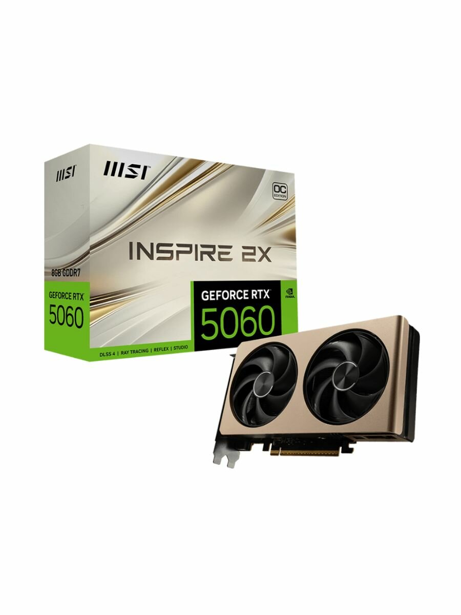 Видеокарта MSI GeForce RTX 5060 INSPIRE 2X, 8GB, активная, черно-белая
