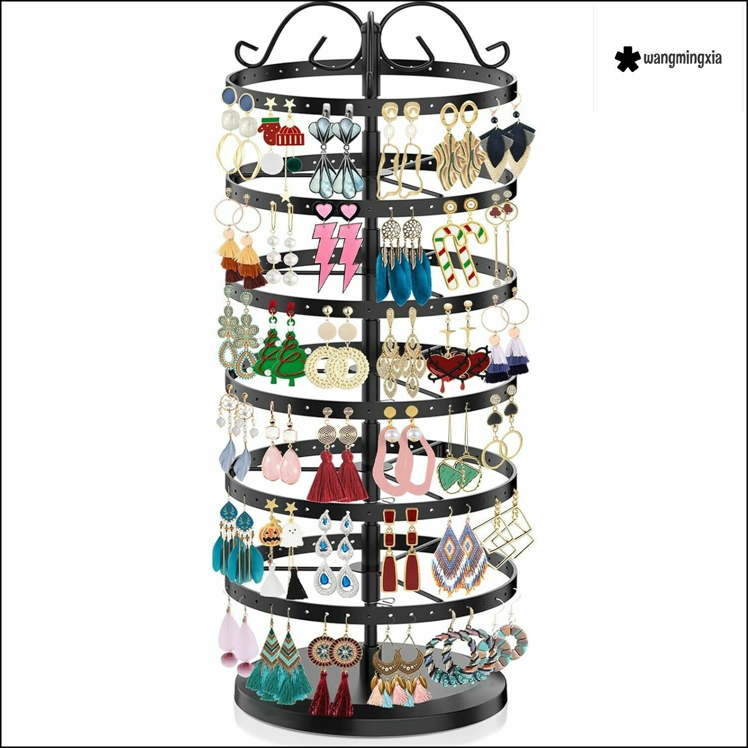 Эксклюзивный вращающийся стеллажвитрина для сережек с 264 отверстиями, оснащенный металлическим регулируемым механизмом на 6 позиций