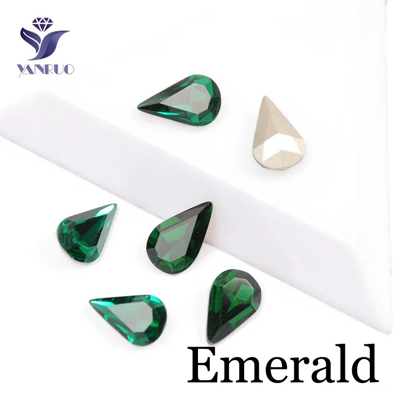 Изумрудные кристаллы YANRUO 5x8mm 27шт, без клея
