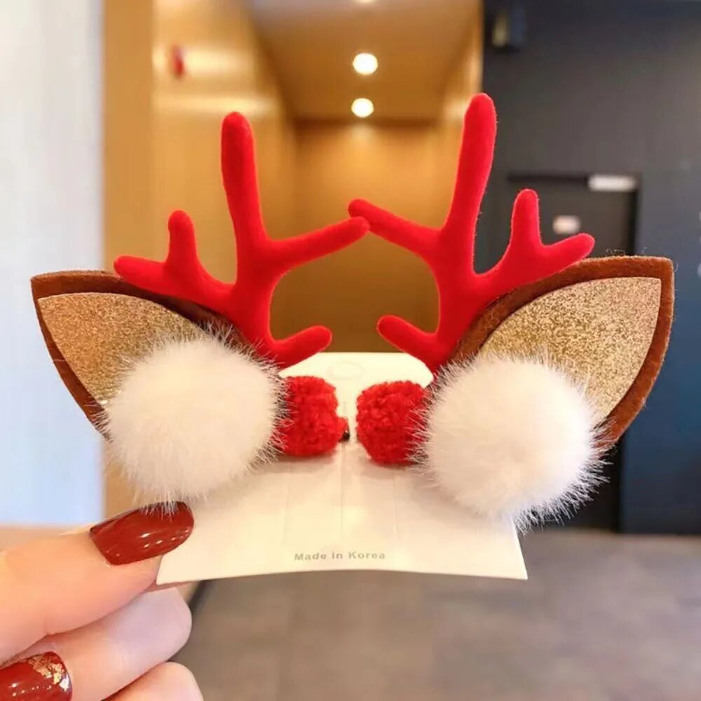 Заколки для волос рождественские с рогами, Red Antlers 4
