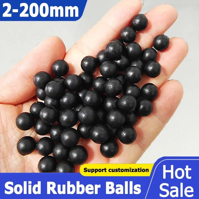 Черные резиновые шары 1-200 мм, 50pcs, 17mm