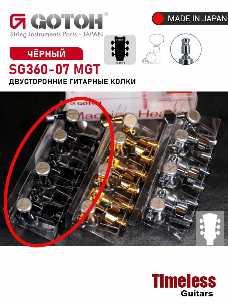 GOTOH SG360-07 MGT гитарные колки 3x3 с автозажимом, отверстие прямого угла