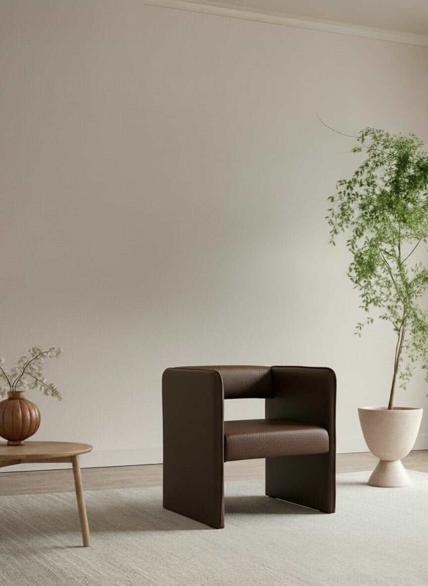 Кресло Меркурий с подлокотниками коричневая кожа в офис, дом, салон красоты, прихожую, гостиную, в зону ожидания.