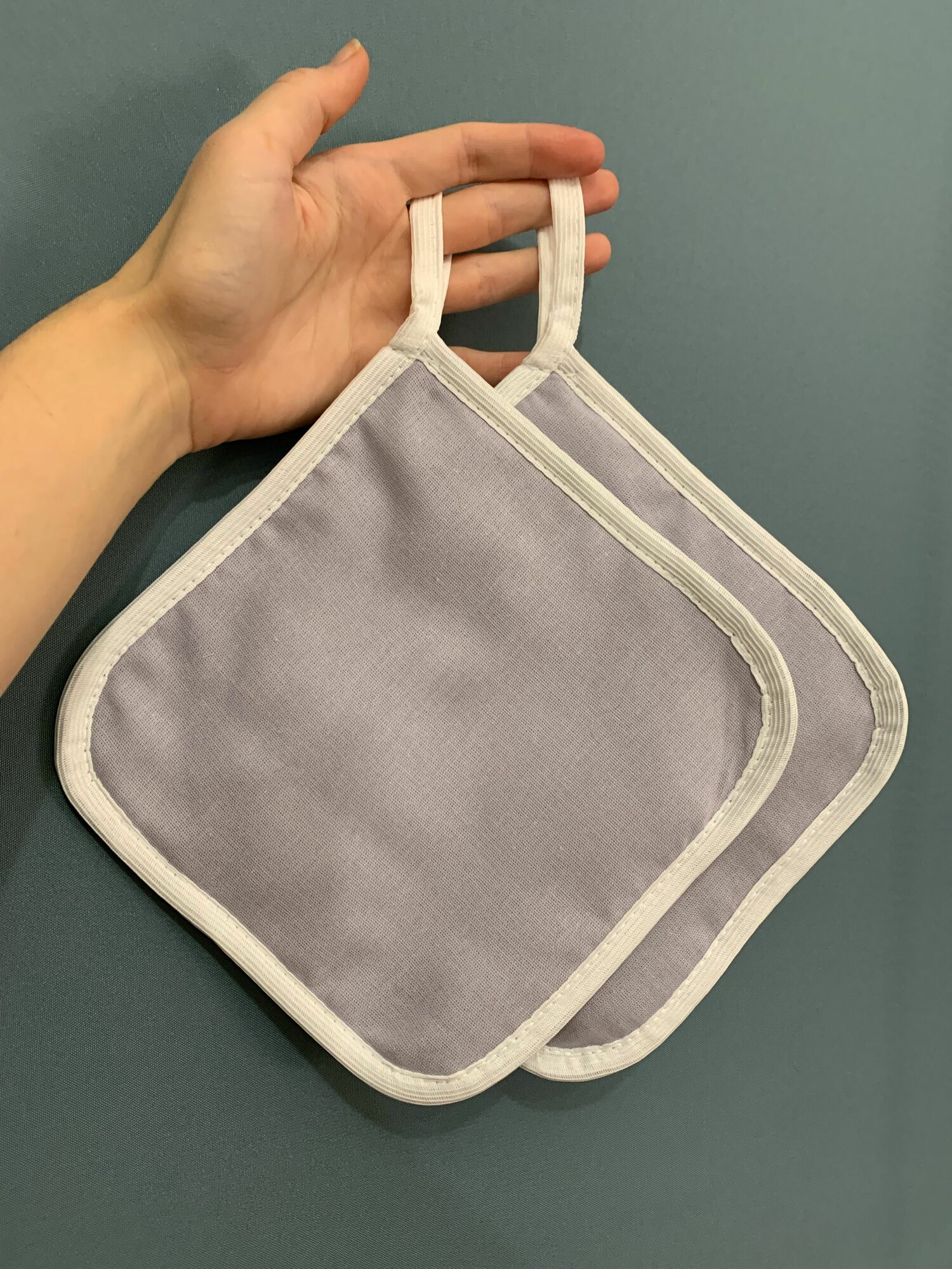 Набор кухонных прихваток (серая) 18х18 см, 2 шт, материал бязь