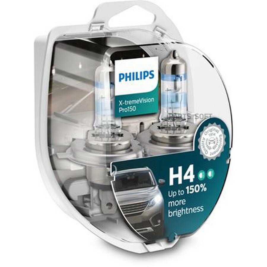Лампа H4 X-treme Vision Pro150 PHILIPS 12342XVPS2 от официального дистрибьютора, PHILIPS, артикул 12342XVPS2
