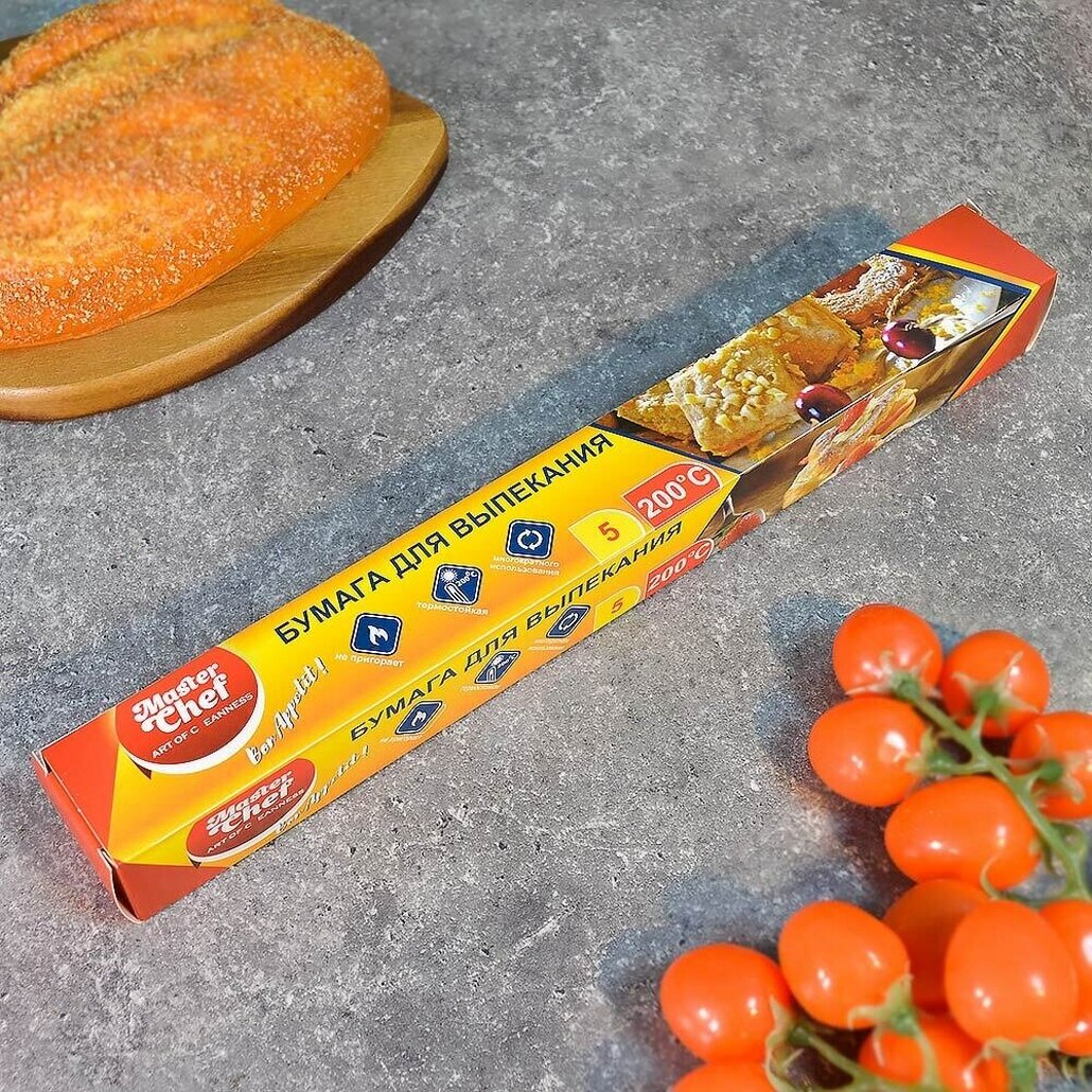 Бумага для выпекания "MASTER Chef" 30см x 5м в коробке, предотвращает пригорание
