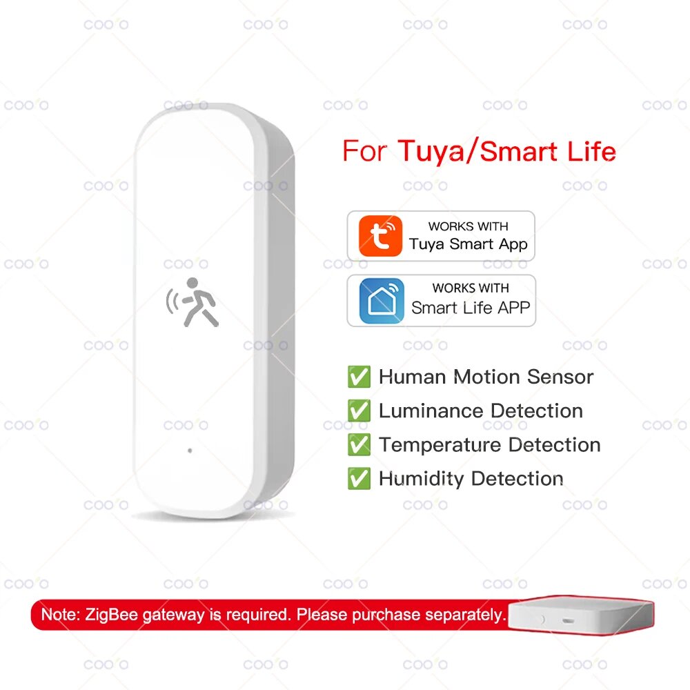 Датчик движения Coolo Zigbee для Tuya/Smart Life, For Tuya TH