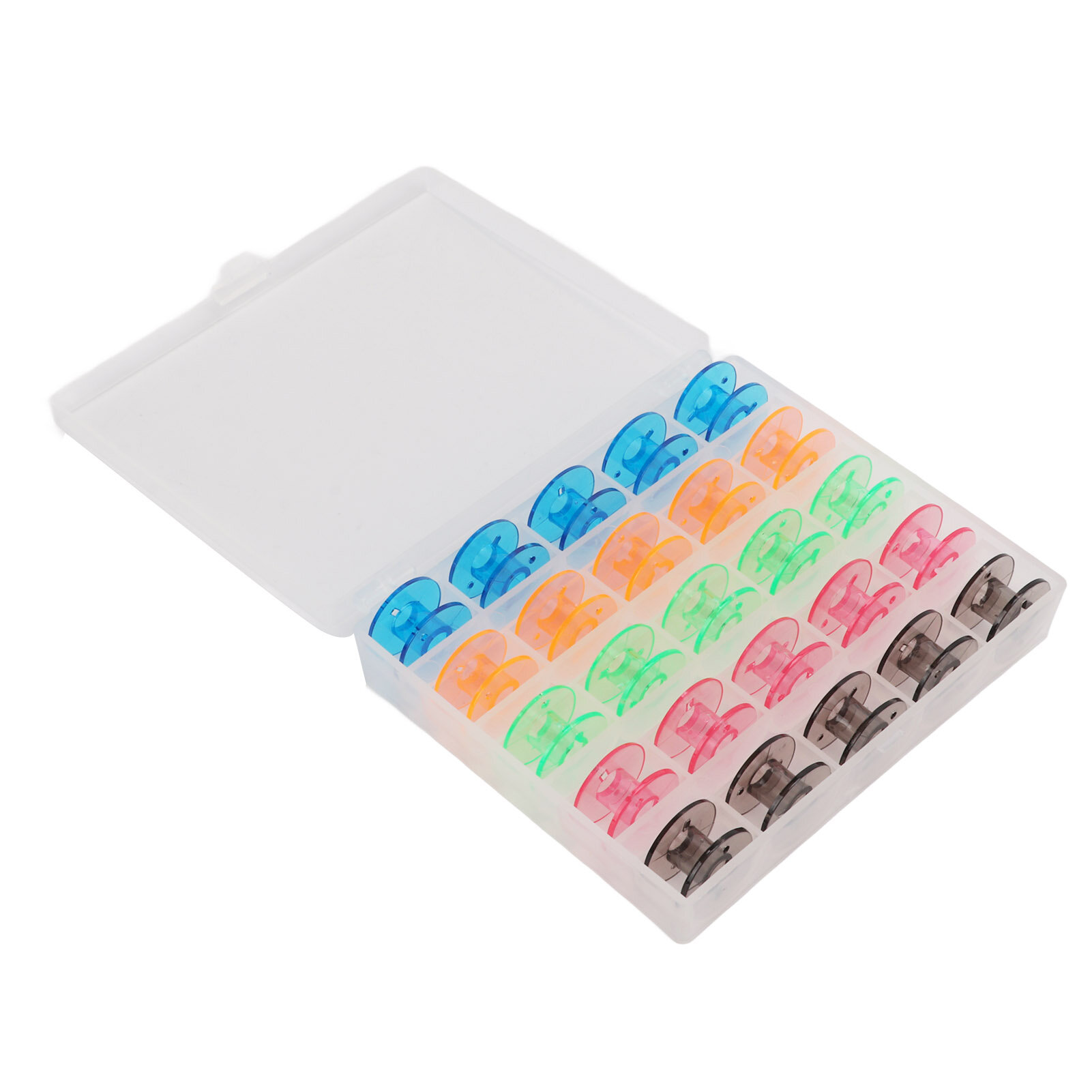 Sewing Machine Bobbins Plastic Colorful Embroidery with Storage Box for Quilting