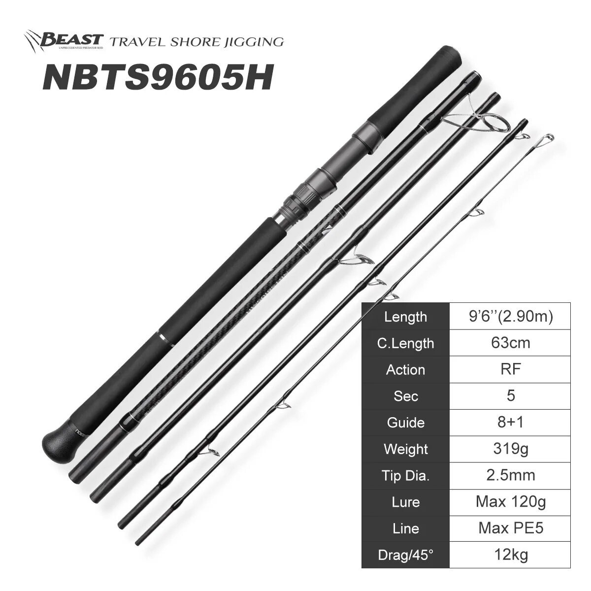 Noeby Beast Travel Удочка для джиггинга 2,9 м 2.9m H