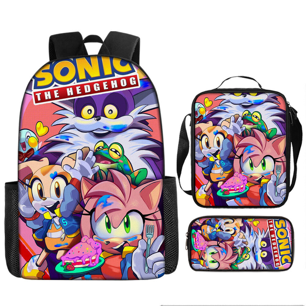 Специальная трансграничная поставка периферийных устройств аниме Sonic для мальчиков и девочек, милых мультяшных принтов, рюкзаков, сумок на плечо, пеналов.