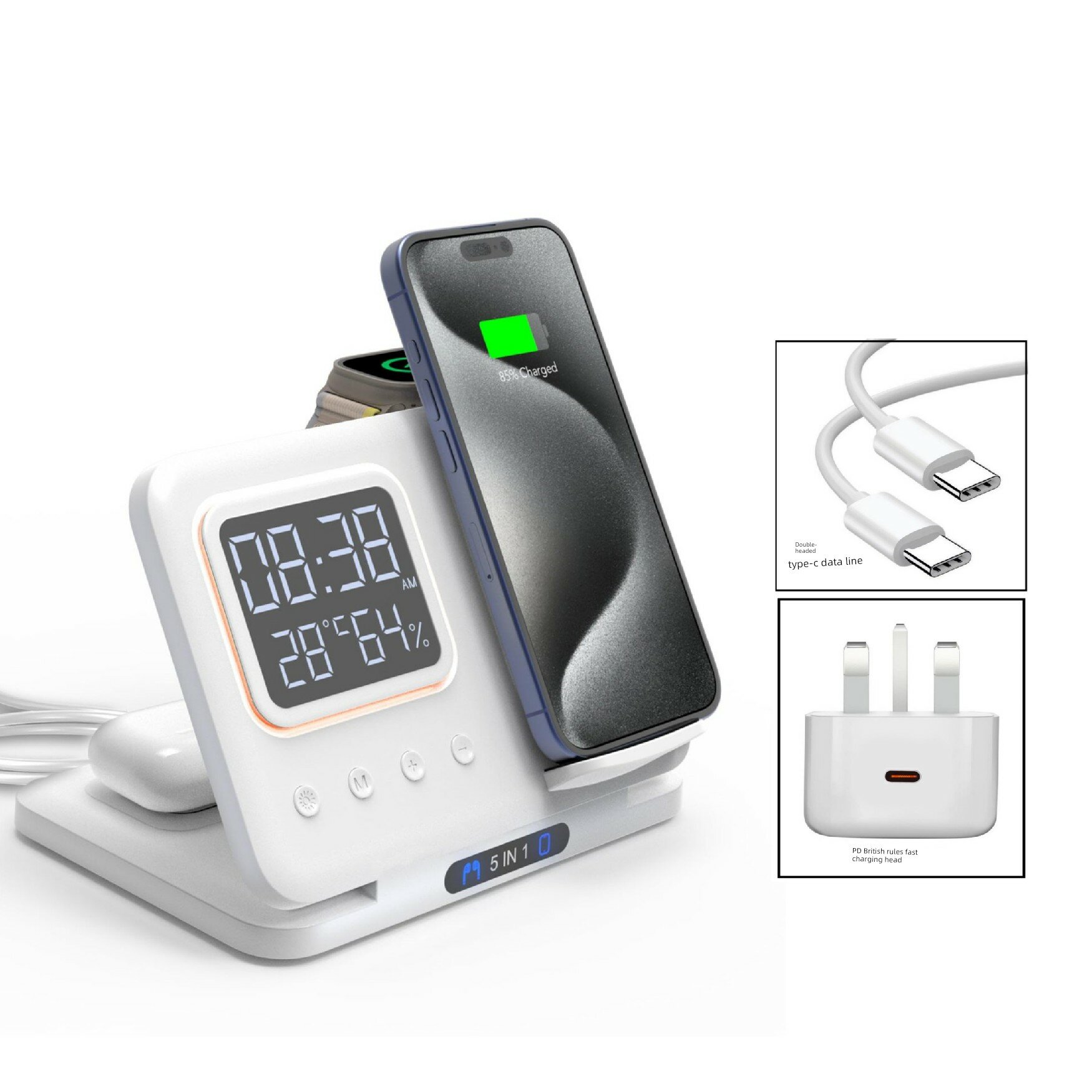 Беспроводное зарядное устройство, подходящее для iPhone 16 Pro Max, Apple 15, Huawei, Xiaomi, телефонов Samsung,