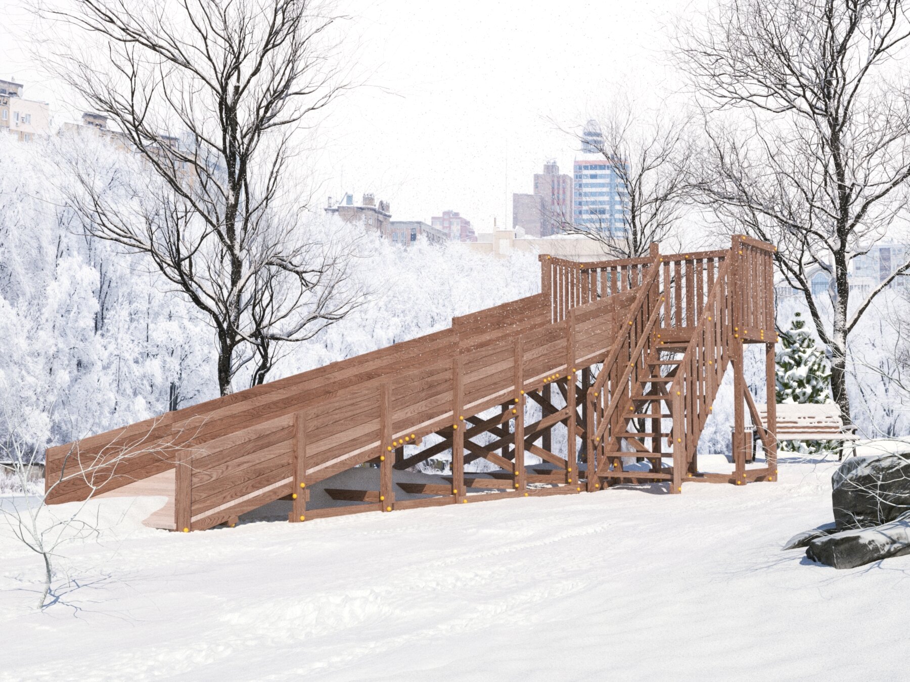 Зимняя горка деревянная "Метелица 8м" + Сертификат EAЭC