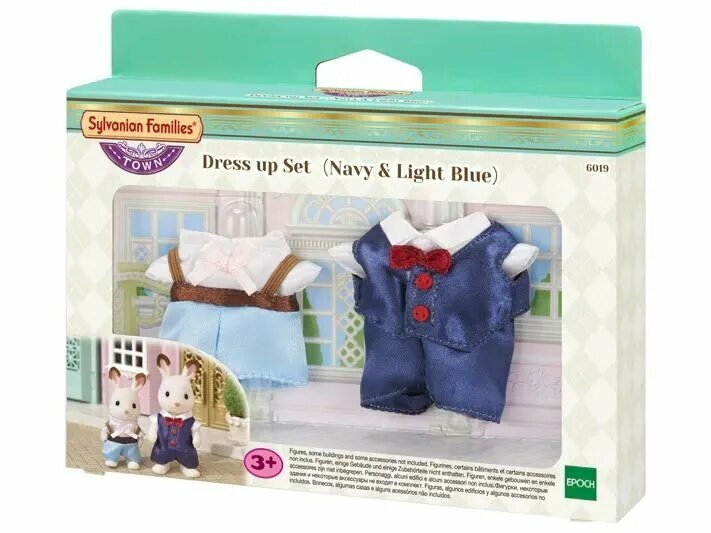 Игрушки для девочек, подходящие для коллекции sylvanian families 'Town series'Комплект одежды (темно-синий и светло-голубой)