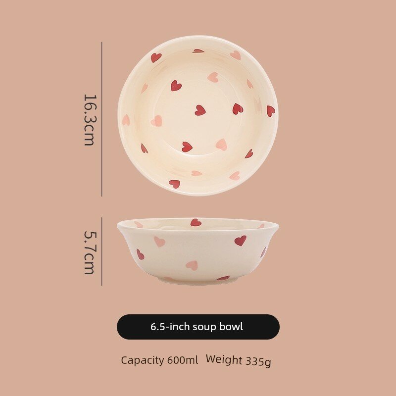 Керамическая посуда в форме сердца, кружка, тарелка для завтрака, высокая эстетическая ценность, 5inch миски для риса,