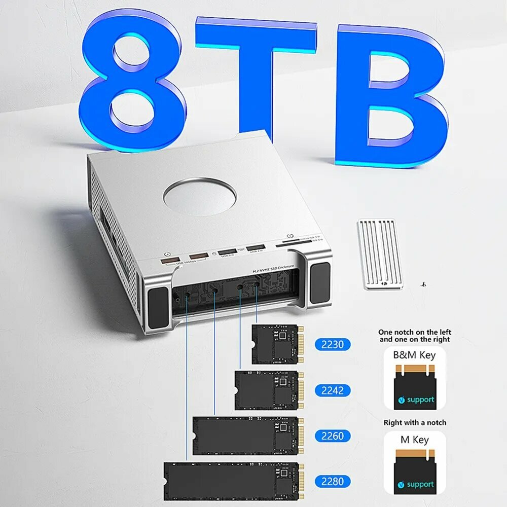 Док-станция с корпусом твердотельного накопителя M.2 NVMe USB-концентратором для кронштейна Mac Mini M4