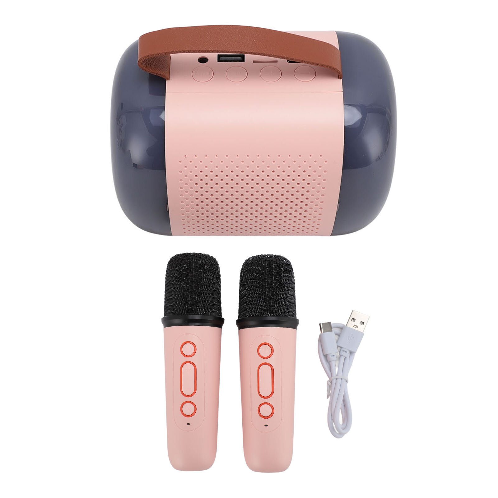 Караоке-аппарат BT 5.3 с 2 микрофонами (розовый)