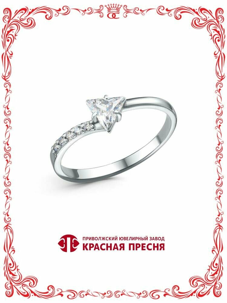 Кольцо, серебро, 925 проба, родирование, фианит