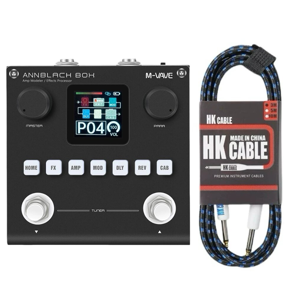 Электрогитара и бас-гитара M-vave Black box с комплексным процессором эффектов, цифровой моделюированием, имитацией