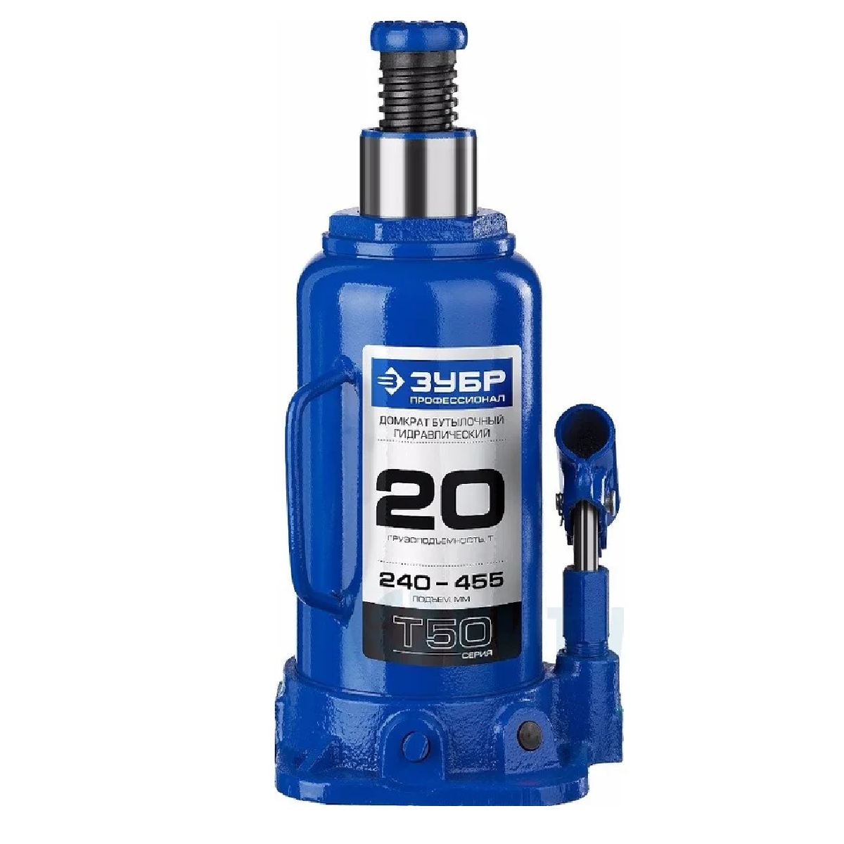 Гидравлический бутылочный домкрат ЗУБР 43060-20 z01 20т, 240-455мм, синий