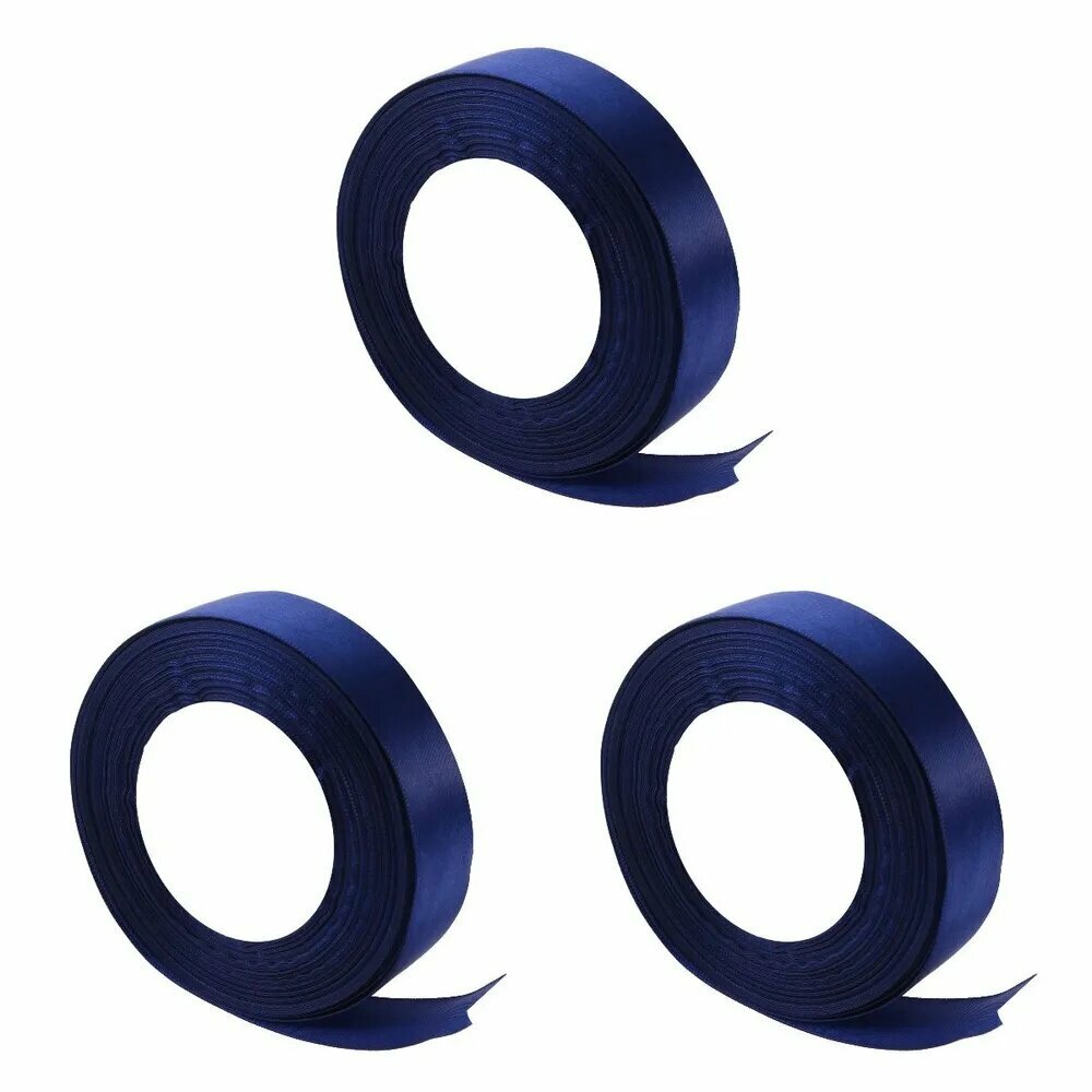 Набор из 3 прочных дакроновых лент тёмно-синего цвета для упаковки и украшения подарков