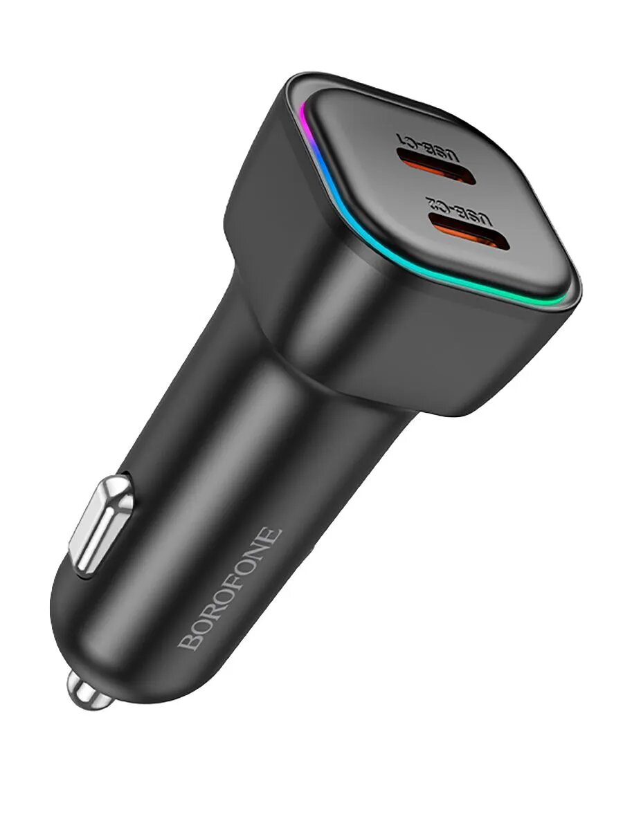 Автомобильное зарядное устройство Borofone BZ28B, PD55W (2*USB-C), черный / быстрая зарядка в прикуриватель