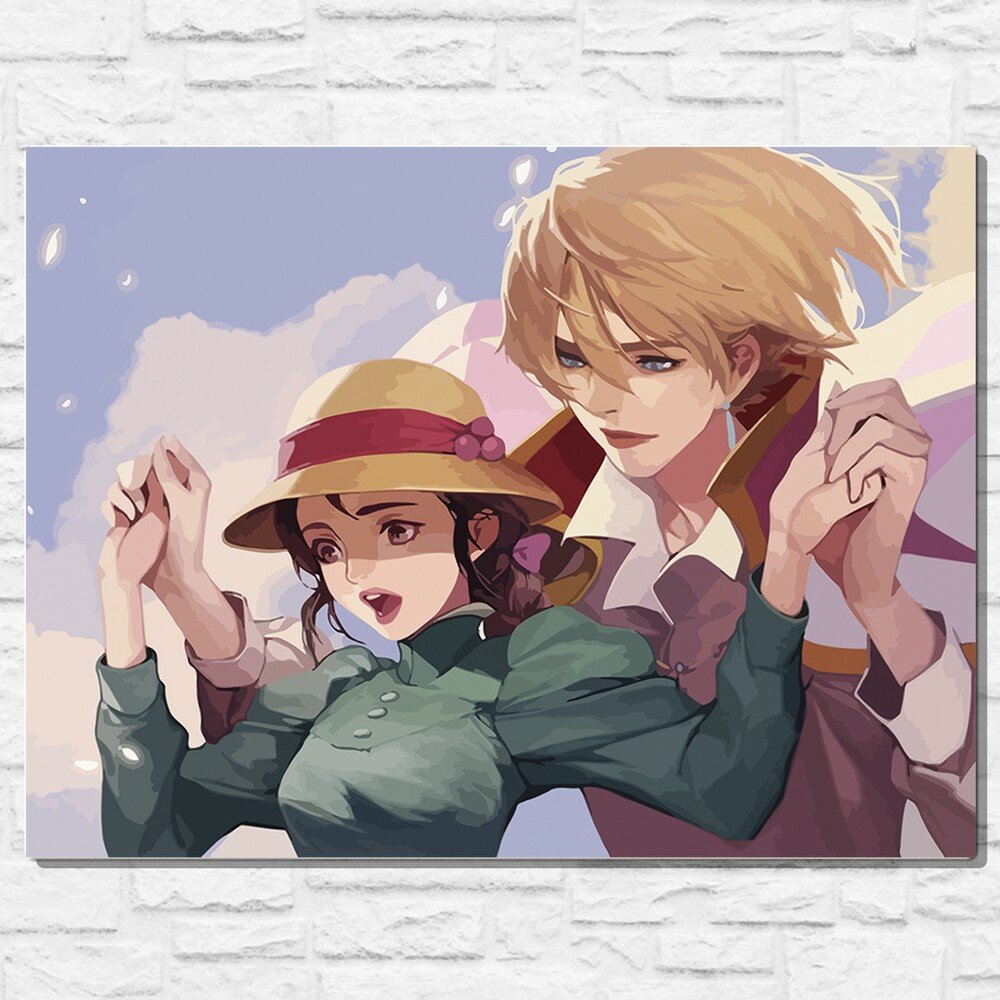 Картина по номерам на холсте аниме Ходячий замок Хаула (Миядзаки) - 13723 Г 80x60