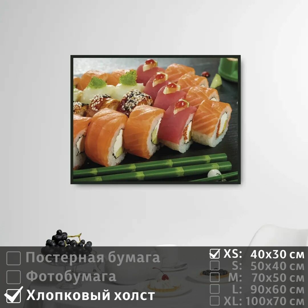 Постер на холсте Суши И Роллы 40х30 см ПолиЦентр