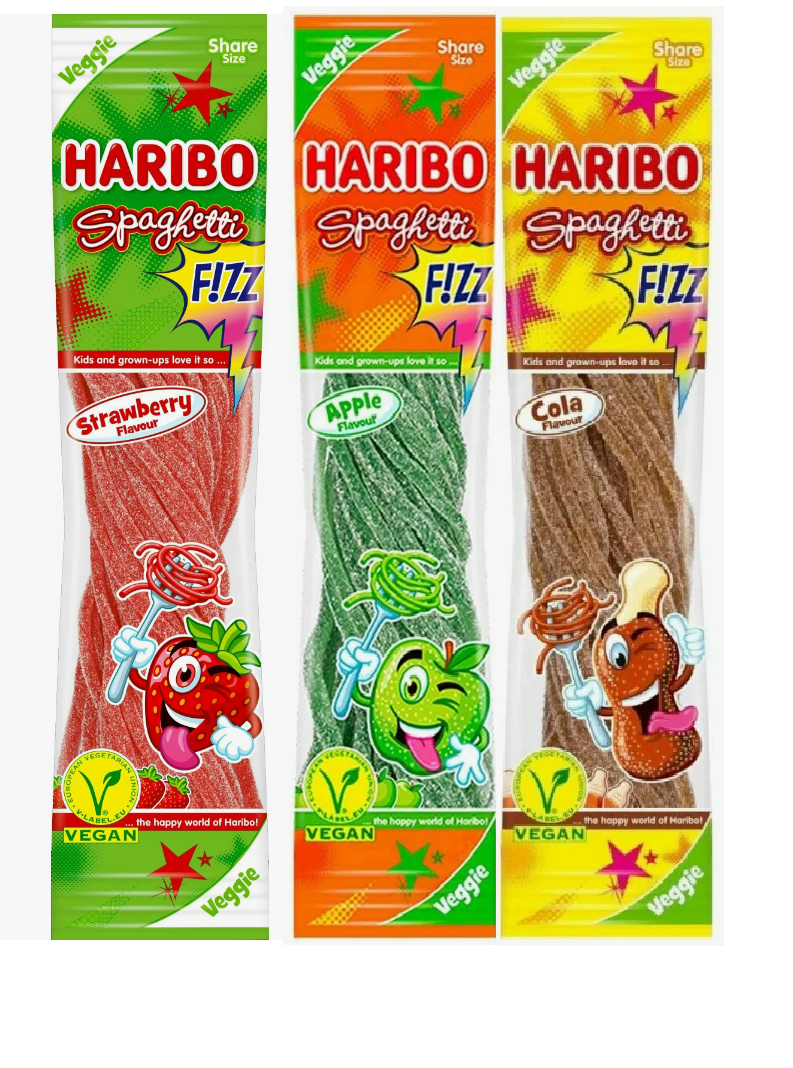 Набор мармелада Haribo Spaghetti, (Strawberry, Cola, Apple) (3 шт. х 200 гр.)
