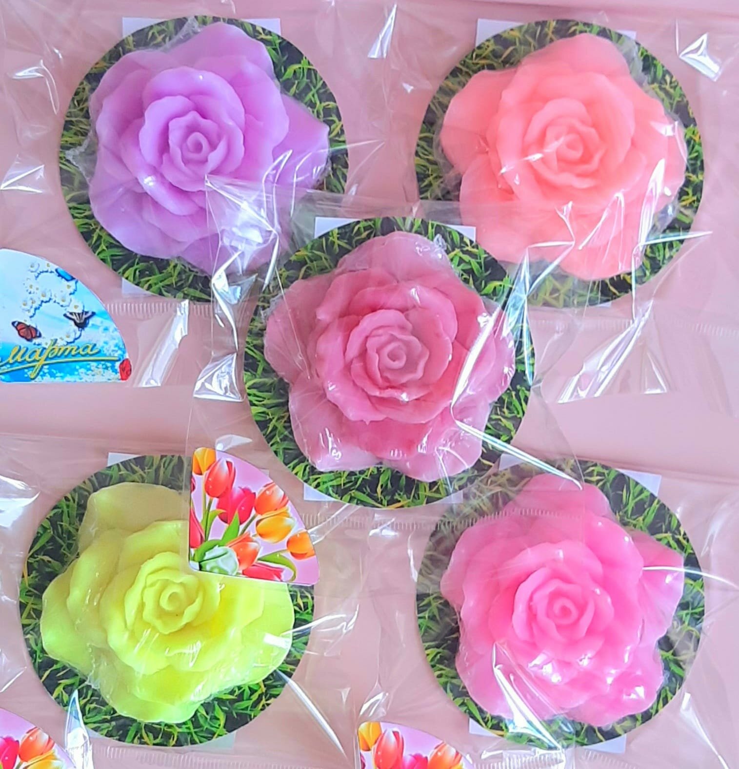 Мыло "Розочка", ручная работа, аромат цветов, 5 шт, 49 г, в пакете