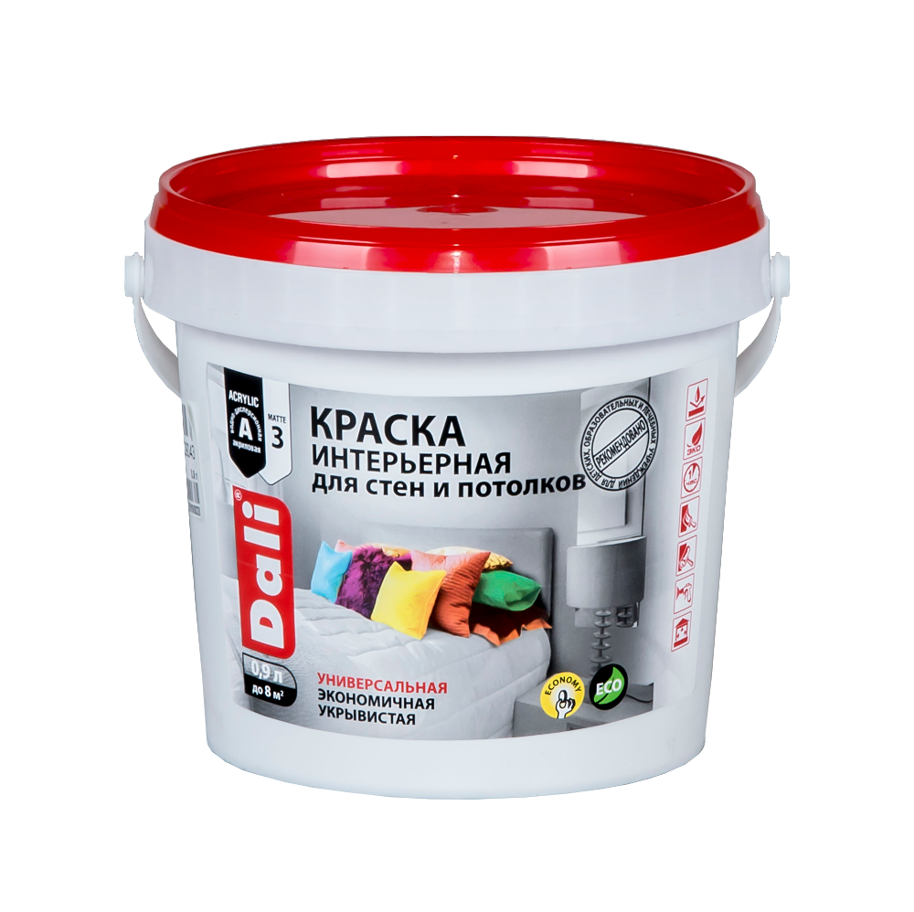Dali / Дали краска интерьерная акриловая глубокоматовая 0,9 л белая база А
