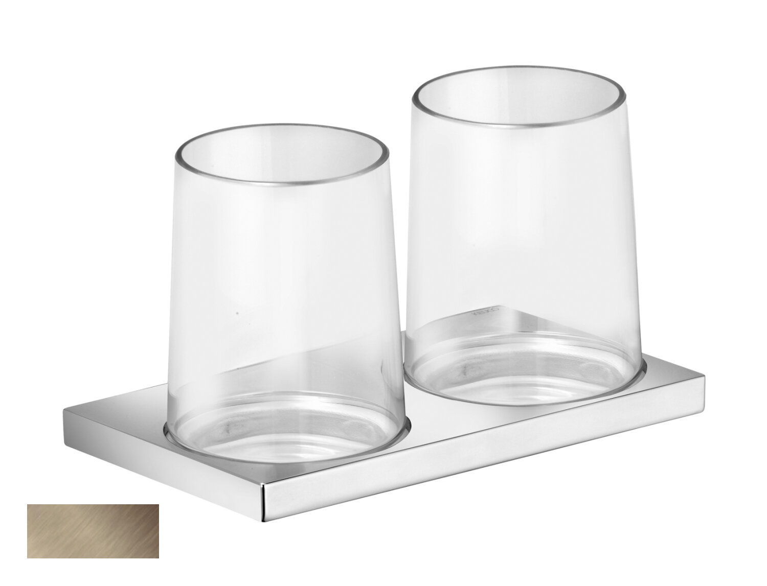 Держатель на два стакана Keuco Edition 11, в комплекте с хрустальными стаканами, шлифованная бронза 11151 039000