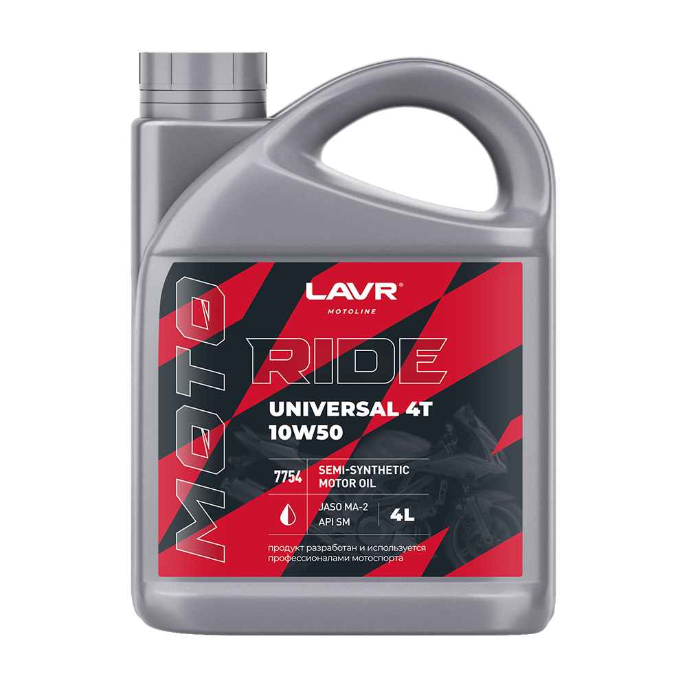 10W-50 MOTO Моторное масло RIDE UNIVERSAL 4T SM, 4 л LAVR арт. LN7754
