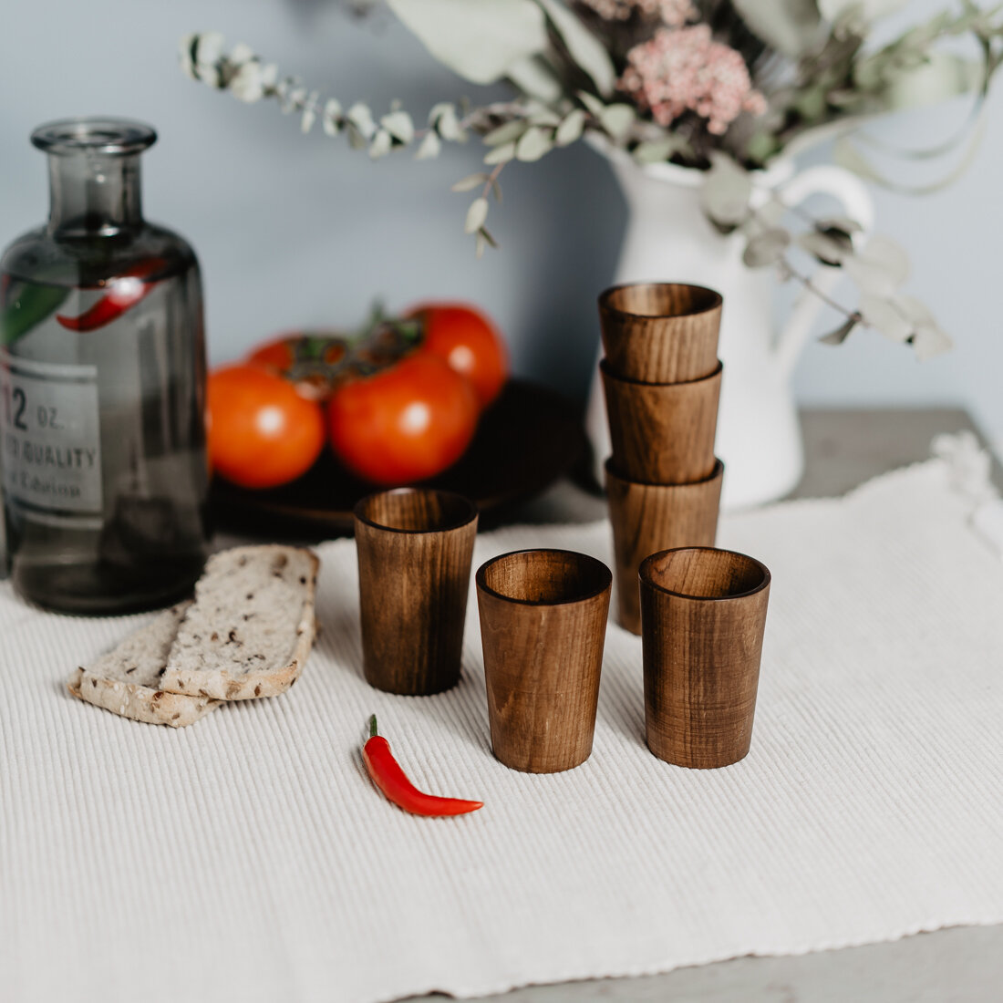 Набор деревянных стопок 6 шт. из древесины пихты. R29