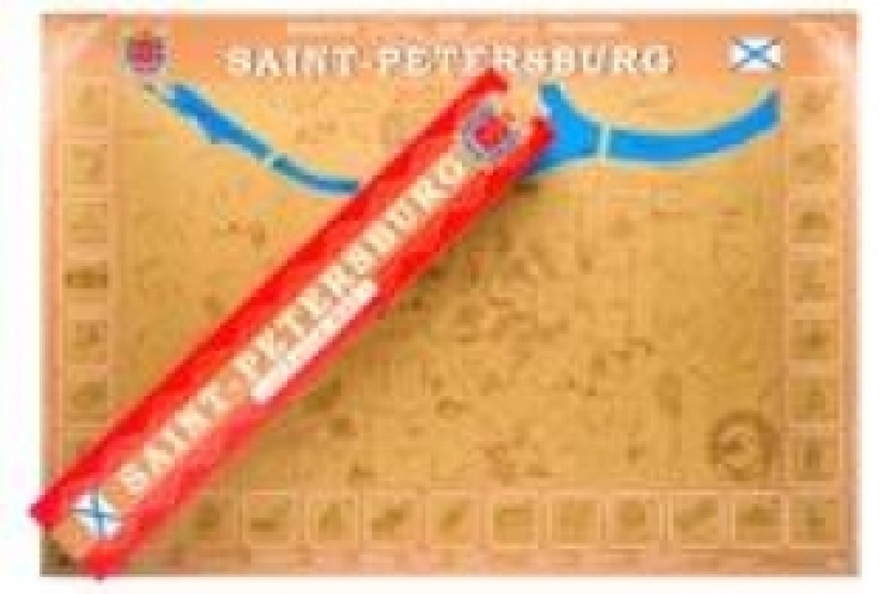 Стираемая карта "Saint-Petersburg" А2, английская версия, красный картон. тубус