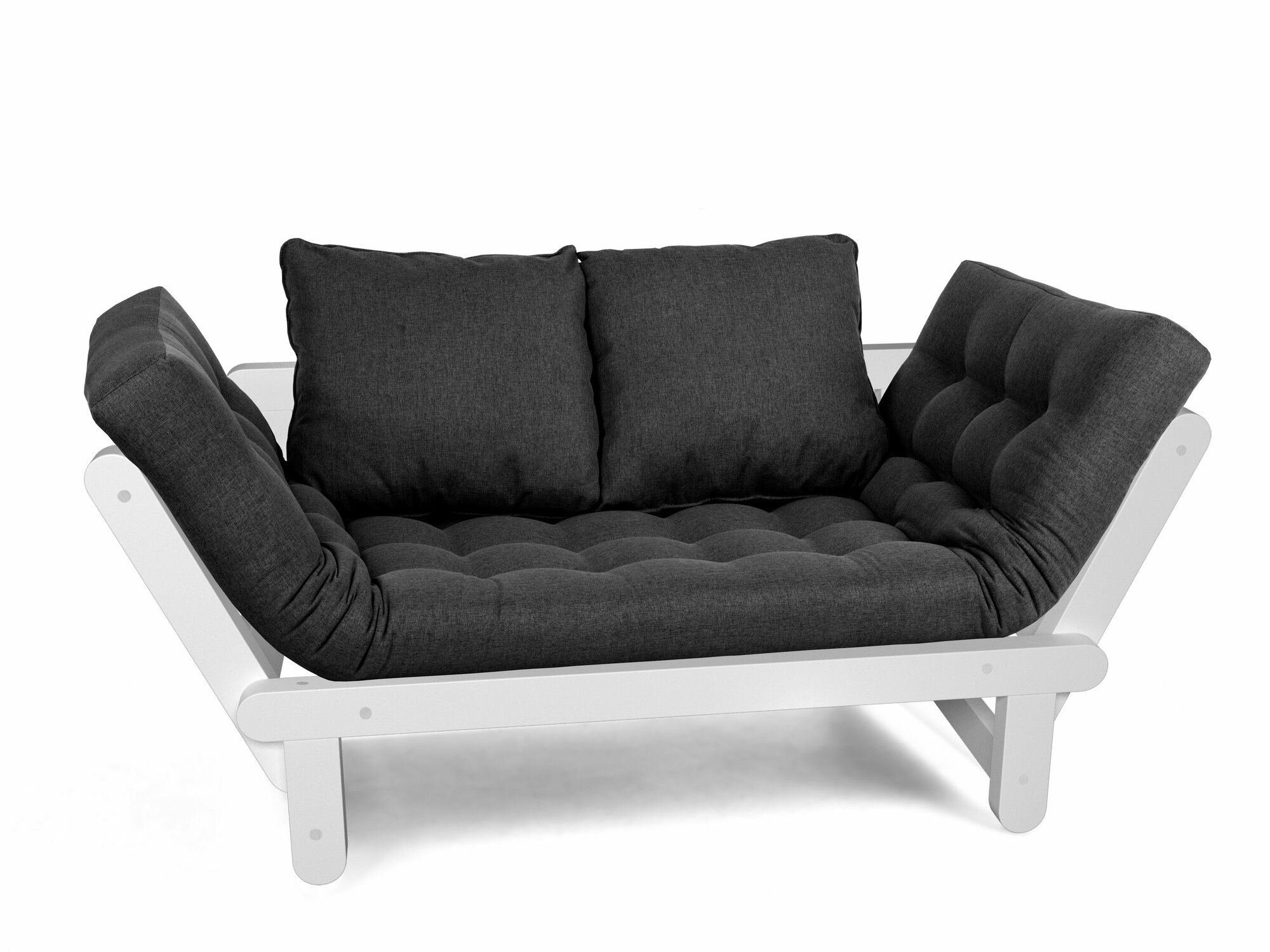 Садовый диван кушетка Arsko Сламбер BOX-С Черный-белый, рогожка, деревянный, двухместный, садовый, для кафе и бара, для офиса