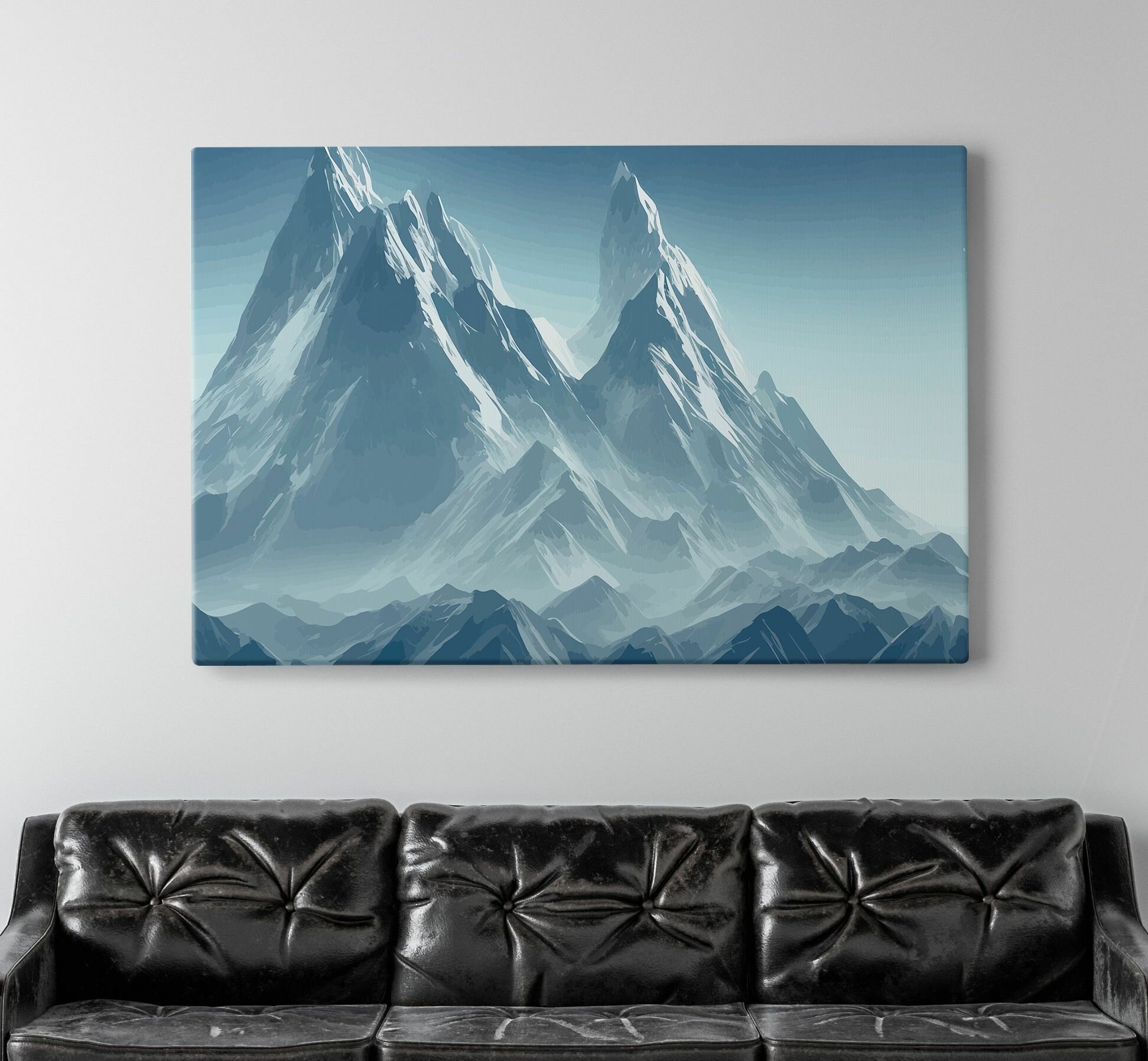Интерьерная картина "Ледяные горы" на натуральном хлопковом холсте, большая, размер 60 на 90/ 60х90 см