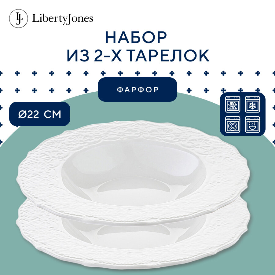 Набор суповых тарелок Tracery, Ø22 см, 2 шт, Liberty Jones, LJ_LL_PL22