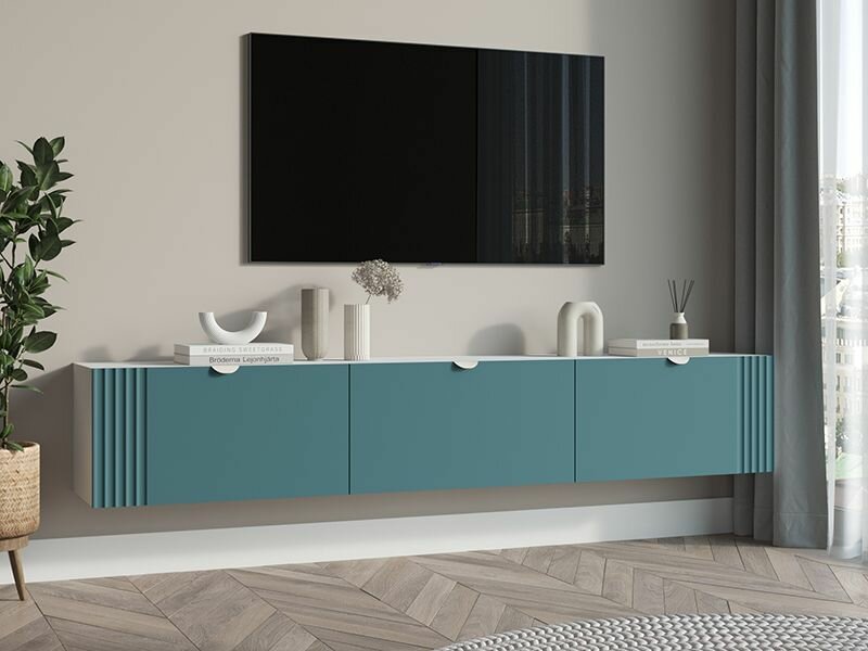 Тумба под ТВ "Санторини 2" 180х31х30 Аквамарин